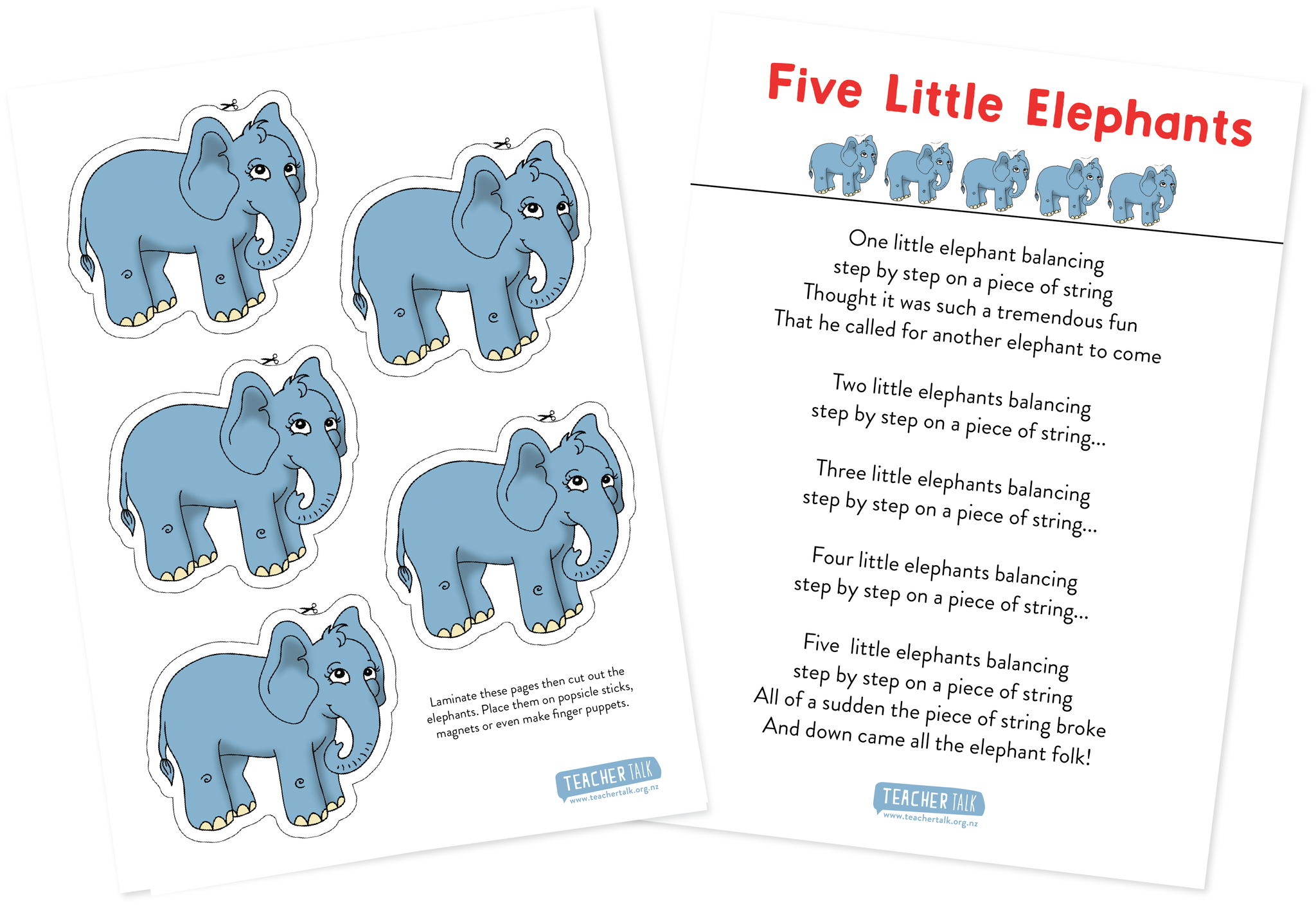 5 Little Elephants - Song With Props - Download – TeacherTalk