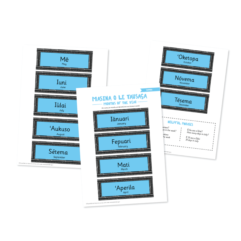 Samoan Months of the Year Labels - Download – TeacherTalk